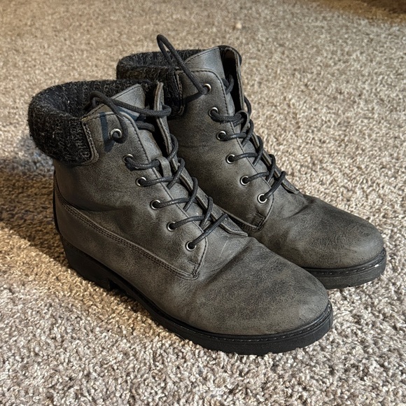 Shoes | Gray Laceup Ankle Boots | Poshmark